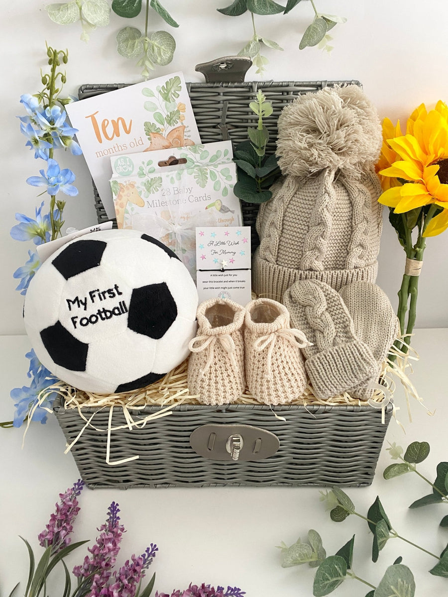 Baby Hamper - Baby’s First Football Soft Toy – Pink and Blue Hampers