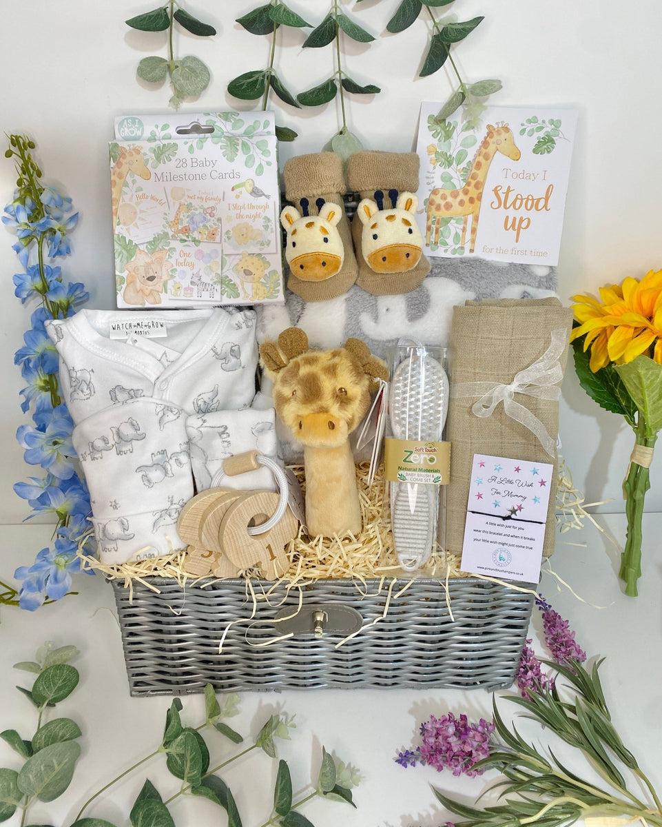 Maternity Gift Hamper Basket - Milestone Memories – Pink and Blue Hampers