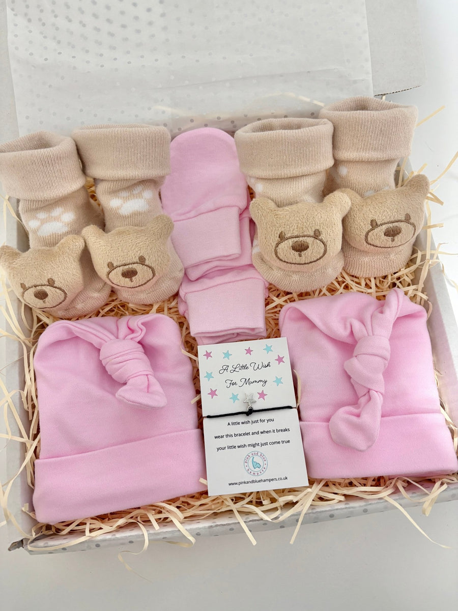 Twin Baby Girl Hamper - Tiny Teddies – Pink and Blue Hampers