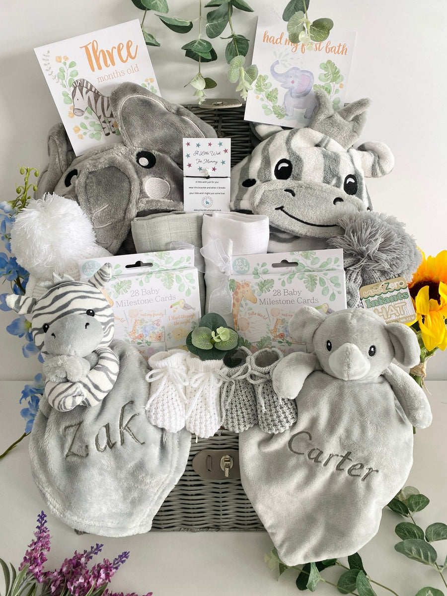 Twin Baby Hamper - Safari Friends – Pink and Blue Hampers